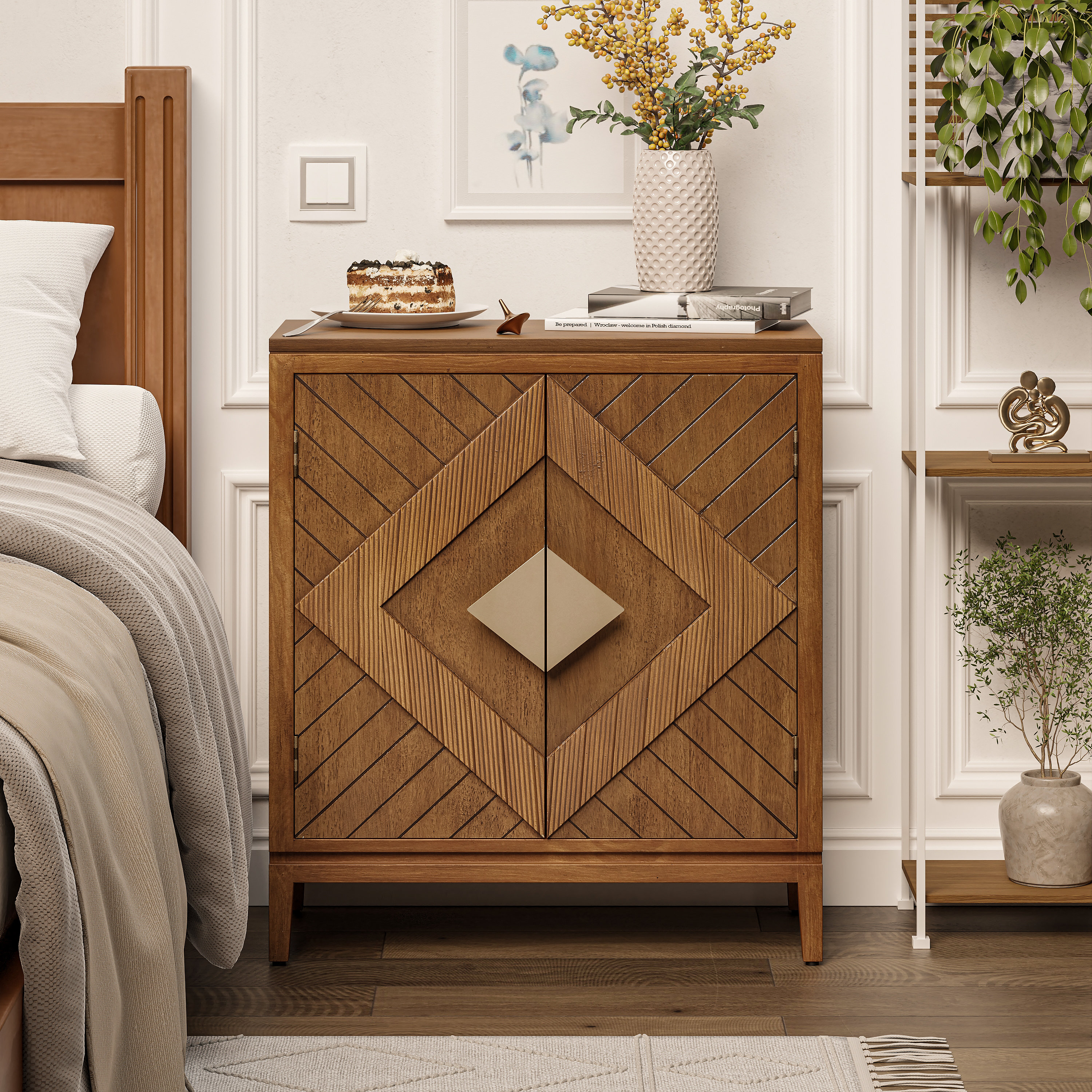Millwood Pines Earie Farmhouse Storage Accent Textured 2 Door Cabinet with with Metal Handles Reviews Wayfair